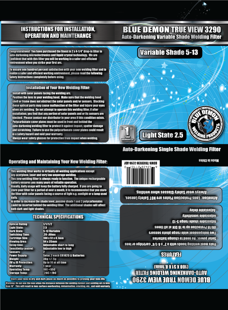 TRUE VIEW 3290 Variable Shade 5-13 - Welding Material Sales